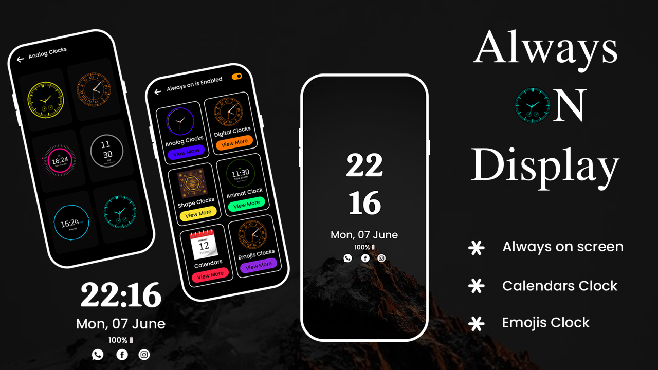 Always on Display - AOD -Screen On - Digital Clocks - Animation Clocks - Emoji Wallpapers by ...